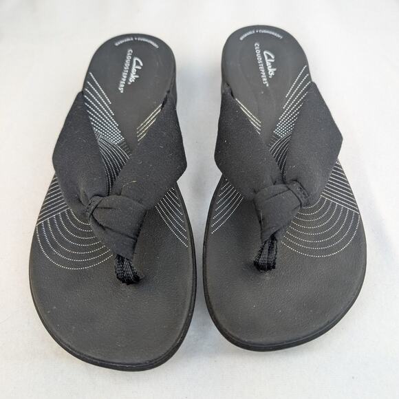Clarks | Shoes | Clarks Cloud Steppers Arla Glison Black Thong Flip ...